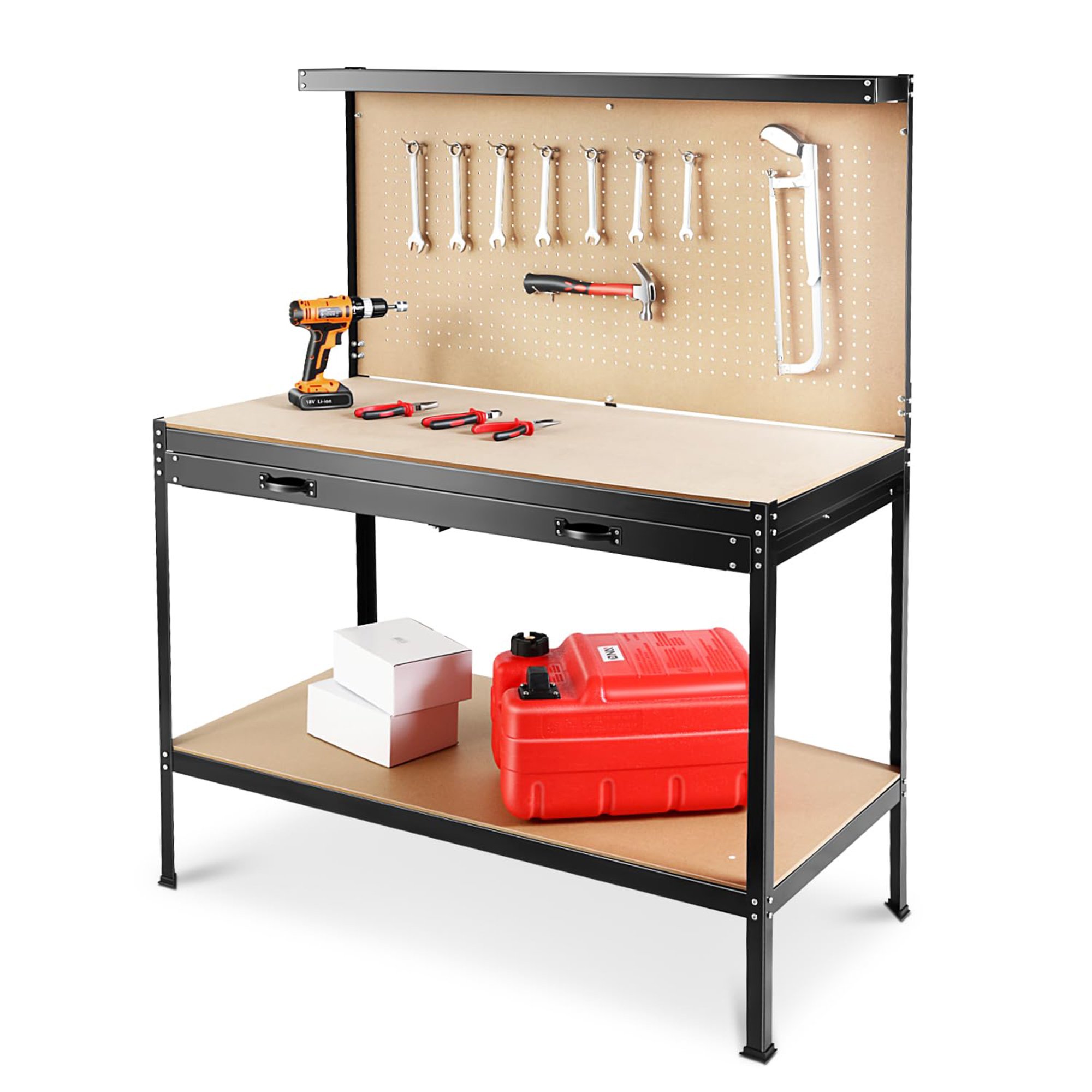 63" Tools Cabinet Working Tables Workbench Tool Storage Workshop Table ...